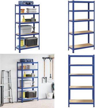 vidaXL Lagerregal mit 5 Böden Blau Stahl & Holzwerkstoff - Vidaxl
