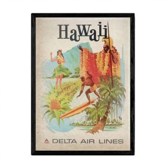 Nacnic Vintage Poster Hawaii. Blätter für Interieur mit klassischen und antiken Werbebildern zu dekorieren. Gemälde Retro-Dekor. A3