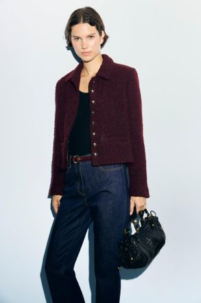 Gerard Darel Veste en tweed &agrave; boutons dor&eacute;s - JULIE - Lie de vin