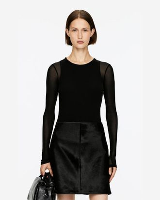 Arket Durchsichtiges Seidenoberteil -Schwarz