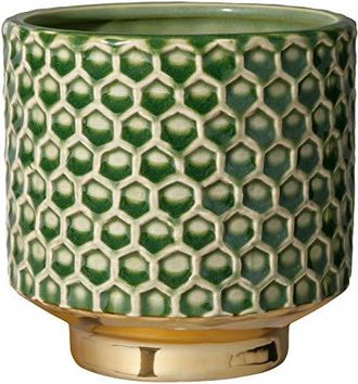 Bloomingville Pot de Fleur Home - Pots de Fleurs décoratifs Couleur pour intérieur Style rétro créatif M (12,5 cm ø), Vert, Céramique