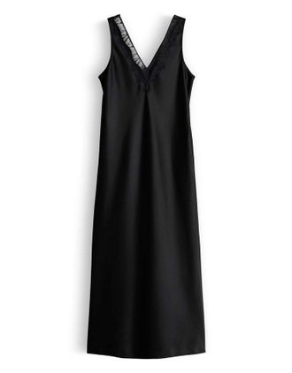 someday Midikleid Qamile aus Satin mit Spitzenbord&uuml;re Flie&szlig;ende A-Linie mit elegantem Schimmer