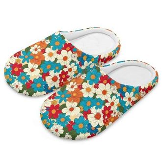 Coloranimal Pantoufles de spa pour femme - Pour chambre dh&ocirc;tes, maison - Bout ferm&eacute; - R&eacute;utilisable - Sandales dh&ocirc;tel, Boho Flower, 38.5/39.5 EU