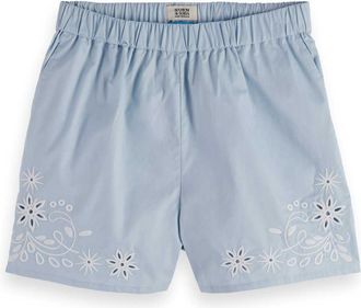 Scotch & Soda Damen Placed Broderie High-Rise Shorts, Shirting Blue, L EU