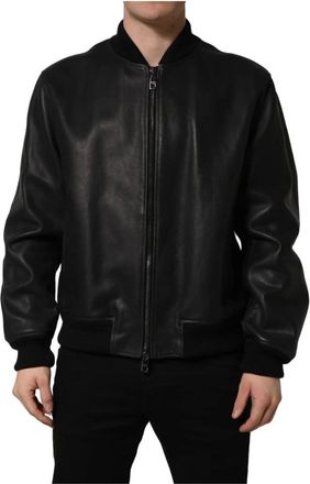 Dolce & Gabbana Homme, Vestes, Noir, Taille: S Veste de motard en cuir avec fermeture &eacute;clair int&eacute;grale