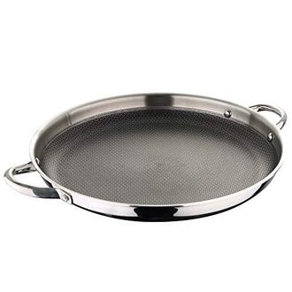 Masterpro Hi-Tech 3 Non-Stick Paella Pan 36 x 4.5 cm Pallatium Coating with Honeycomb Structure Stainless Steel for All Hobs