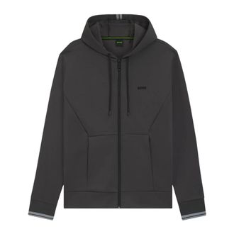 HUGO BOSS Gestreifter Hoodie mit Rei&szlig;verschluss - Regular Fit - - Sweatshirts & Hoodies - Herren - Grau - XL