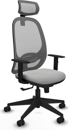 Piqueras y Crespo Cilanco Computerstuhl mit 1D-Armen, h&ouml;henverstellbare Lendenwirbelst&uuml;tze und h&ouml;henverstellbares Kopfteil, Grau/Hellgrau