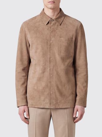 Canali Surchemise en cuir su&eacute;d&eacute; avec poches plaqu&eacute;es