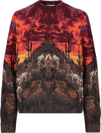 Laneus Homme, Pulls, Multicolore, Taille: M Maglia Girocollo Jacquard Oniric Desert