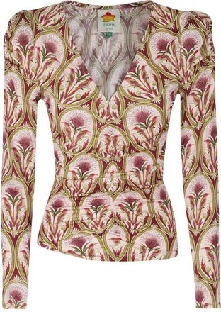 Farm Rio Garden Medal Langarm Jersey Bluse - - Tops - Damen - Mehrfarbig - S