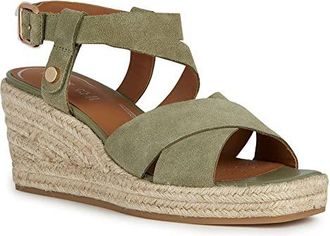 Geox D Panarea Espadrille Wedge Sandales, Pistache, 40 EU