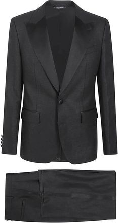 Dolce & Gabbana Homme, Costumes, Noir, Taille: L Costume une pi&egrave;ce en toile de lin