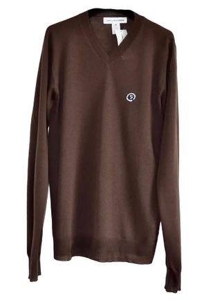 Comme Des Gar&ccedil;ons Comme Des Garcons Brown Wool V Neck Jumper Size S