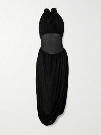 Maygel Coronel Azzurra Midikleid Aus Stretch-jersey Mit Raffungen Und R&uuml;schen - Schwarz