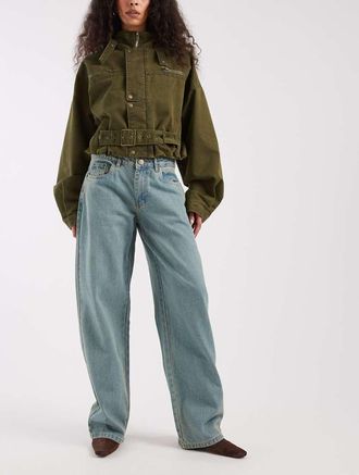 Daisy Street Boyfriend-Jeans in Blau mit niedrigem Bund