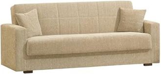 Dmora Schlafsofa 3 Sitzer Pinto 212x80 cm Beige mit Stauraum