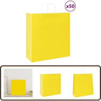 vidaXL Vidaxl - Papiertragetaschen 50 Stk. mit Henkeln Gelb 45x17x48 cm