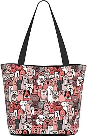 AOOEDM Sac &agrave; provisions pour femme &agrave; motif de chiens 33 x 28 x 19 cm. Le cadeau parfait pour la Saint-Valentin. Cest de la Saint-Valentin pour maman, fille, 
