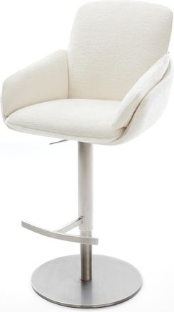 DELIFE Barstuhl Luan-Flex Boucl&eacute; Soft Beige Drehfu&szlig; h&ouml;henverstellbar Edelstahl Silberfarben, Barst&uuml;hle