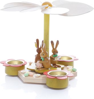 Rudolphs Schatzkiste Teelichtpyramide Osterhasen BxHxT 23x18,5x23cm NEU Pyramide Holzpyramide Ostern Osterhase Seiffen Erzgebirge Weihnachten Wärmespiel Teelicht Lichter F