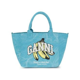 Ganni Sac Cabas Impression Banane en Toile - Femme - Sacs - Bleu - Taille: ONE Size