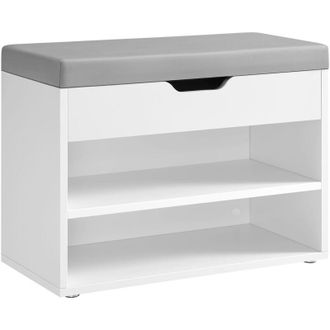 Vasagle Vasagle - Banc &agrave; Chaussures, Meuble &agrave; Chaussures avec Si&egrave;ge Rembourr&eacute;, Banc dEntr&eacute;e avec 3 Compartiments et Assise Rembourr&eacute;e, 30 x 60 x 44 cm, pour