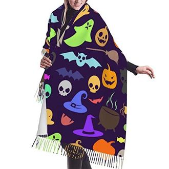 Generic Classique Écharpe Silhouettes kawaii mignonnes pour Halloween Châle Léger Wrap Foulard pour Homme Mariage Party 68X196cm