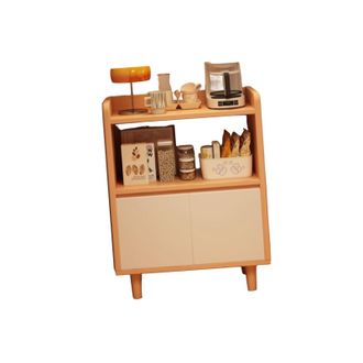 Generic Sideboard aus massivem &Ouml;ko-Holz mit offenen Ablagef&auml;chern und separatem Doppelt&uuml;rschrank, geeignet for K&uuml;chen und Eingangsbereiche.(Style2,60x40x91cm)