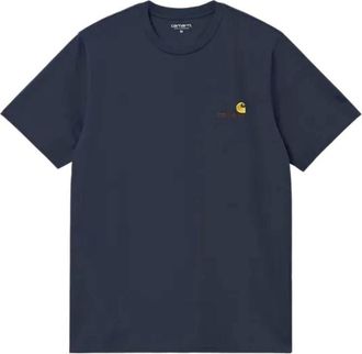 Carhartt Work in Progress Homme, Tops, Bleu, Taille: 2XL American Script T-Shirt