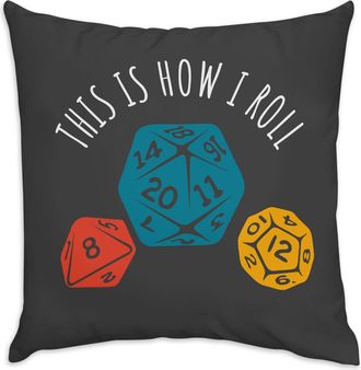 Fabulous Kissen aus schwarzem Samt - Würfel This is How I Roll Geek Board Games Brettspiele - 40 x 40 cm - samtige Haptik - Bezug und Kissen inklusive