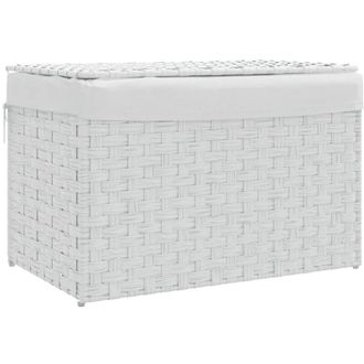 Les Tendances Panier &agrave; linge avec couvercle blanc 55,5x35x34 r&eacute;sine tress&eacute;e