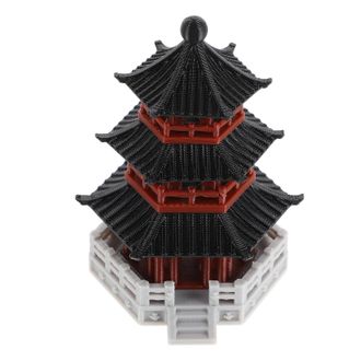 DOITOOL Miniatur Tempel Dekofigur Chinesischer Zen Garten Pavillon Statue f&uuml;r Aquarium Bonsai Schreibtisch Dekoration Detailreiche Traditionelle Architektur V