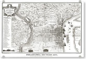 artboxONE Acrylglasbild 30x20 cm Architektur Philadelphia Pictorial Map-z - Bild map Flat Illustration