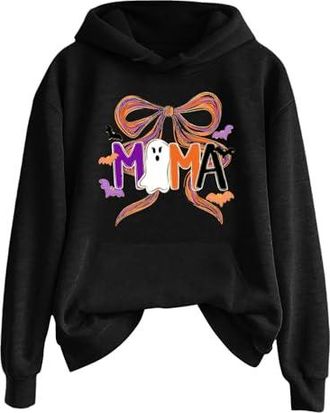 Generic 2026 Vestes pour femmes, chandail &agrave; capuche imprim&eacute; Halloween, sweatshirt &agrave; manches longues, d&eacute;contract&eacute;, confortable, pour lautomne, Noir, XL