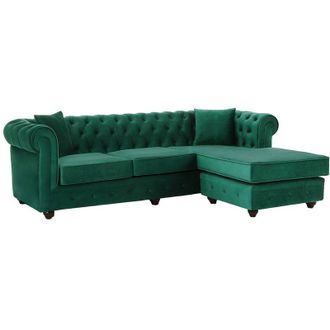 Vente-Unique Vente-unique - Canap&eacute; dangle chesterfield r&eacute;versible en velours vert toledo