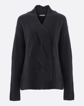 van Laack V-Ausschnitt-Pullover mit Zopfmuster