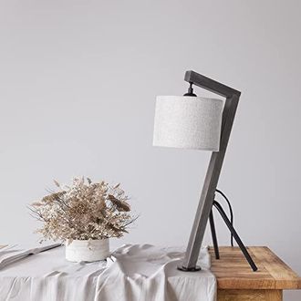 Paco Home Lampadaire Bureau Lampe &Agrave; Poser Vintage D&eacute;co Salon Abat-Jour Lampe De Lecture Lampe Chevet Potence E27, Type de lampe: Lampe de table - Noir, Couleur: