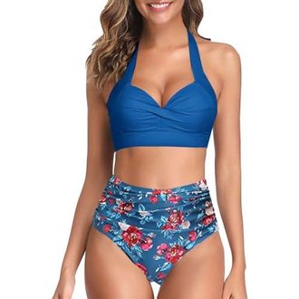 Generic Ensemble bikini sexy et &eacute;l&eacute;gant pour femme - Deux pi&egrave;ces - Col en V - Triangle - Push Up - Bikini de plage - Maillot de bain ventre plat - Haut de bik