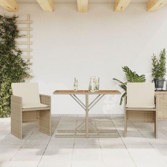 vidaXL Vidaxl - Ensemble de bistro 3 pcs avec coussins beige r&eacute;sine tress&eacute;e