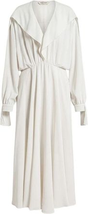 Alberta Ferretti Enver Satin Maxikleid mit R&uuml;schen - - Dresses - Damen - Wei&szlig; - M