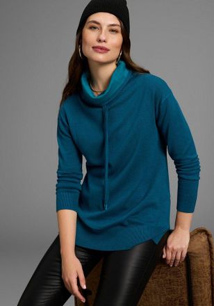 Laura Scott Strickpullover Übergangspullover in lässiger Form mit Schalkragen