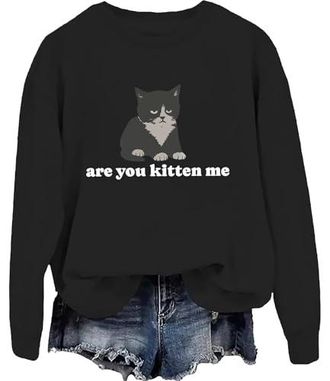 Generic Sweat à capuche « Are You Kitten Me » pour femme et homme, Noir-y1, L