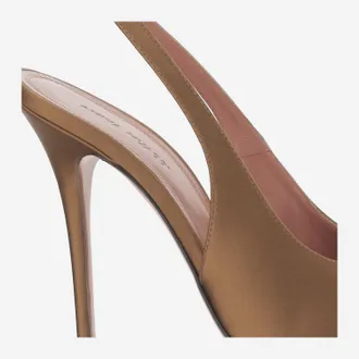 Amina Muaddi Womens Silk Slingback Brown Shoe