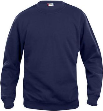Clique Sweat-shirt col rond manches longues Homme Femme Unisexe Basic Roundneck, en polyester, c&ocirc;tel&eacute; &eacute;lastique, tissu r&eacute;sistant aux lavages, bleu, M