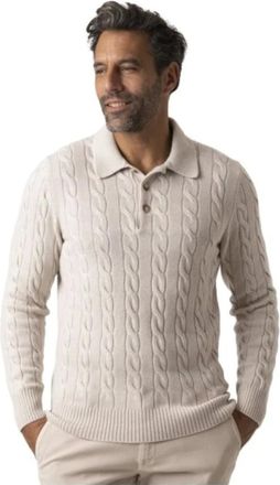 Gran Sasso Homme, Pulls, Blanc, Taille: XL Pull-polo &agrave; manches longues