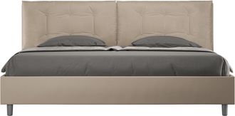 ITYhome Letto Matrimoniale King Size Con Rete Imbottito 200x200 Similpelle Tortora Annalisa Large
