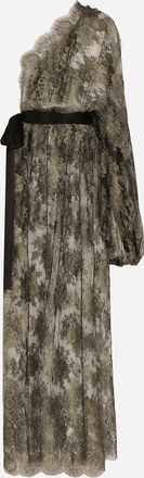 Dolce & Gabbana Longuette-kleid Mit One-shoulder-ausschnitt Aus Elastischer Lam&eacute;-chantilly-spitze - Frau Kleider Gold 48