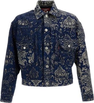 Junya Watanabe Homme, Vestes, Bleu, Taille: L Veste Chemise &agrave; Imprim&eacute; Floral
