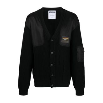 Moschino Homme, Pulls, Noir, Taille: M Cardigan Col en V